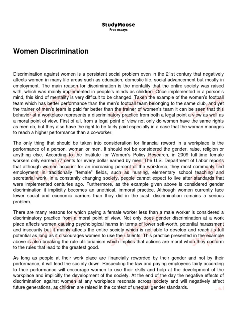 Women Discrimination | PDF | Discrimination | Employment