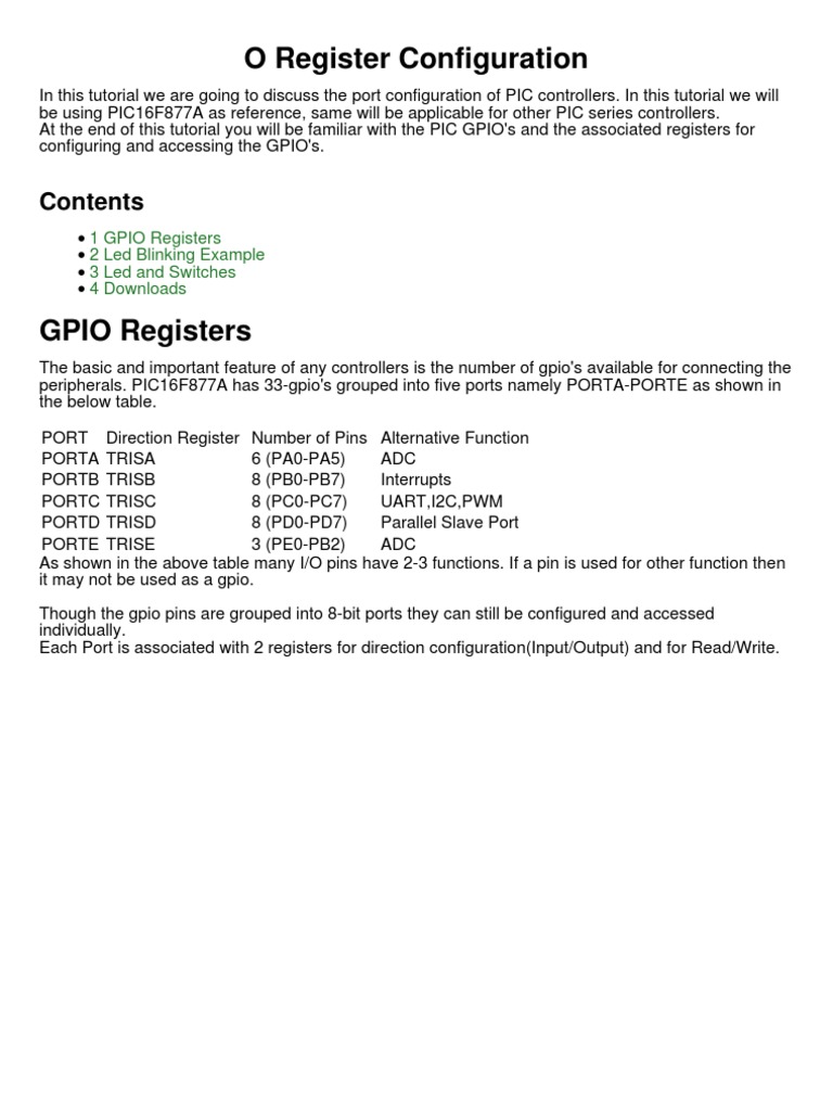 PIC I - O Register Configuration | PDF | Digital Electronics ...