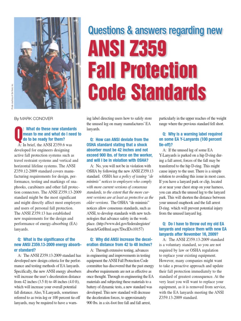 ANSI Z359 Fall Protection Code Standards: Questions & Answers Regarding ...