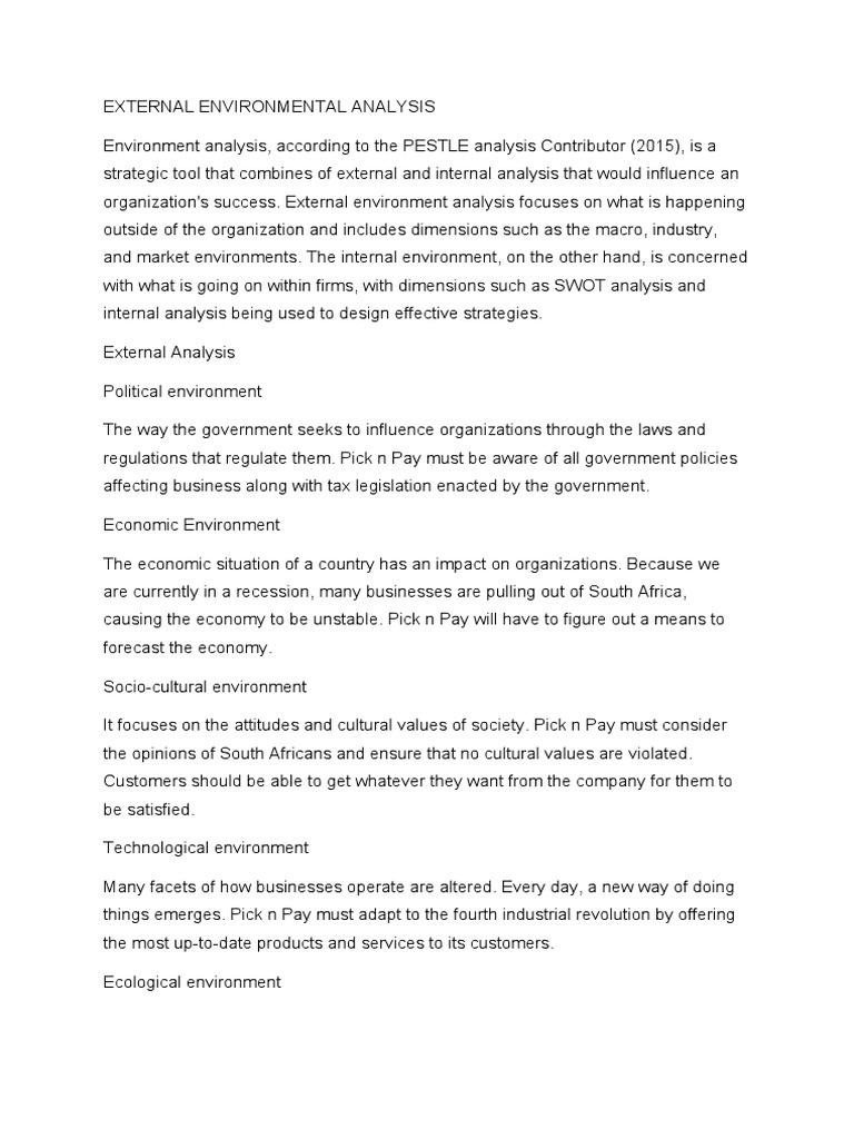 PESTLE Analysis of Pick n Pay | PDF | Swot Analysis | Economies