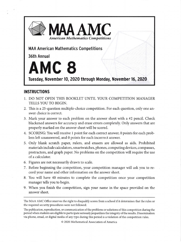 @I, Iaaaivic: American Mathematics Competitions | PDF | Mathematics