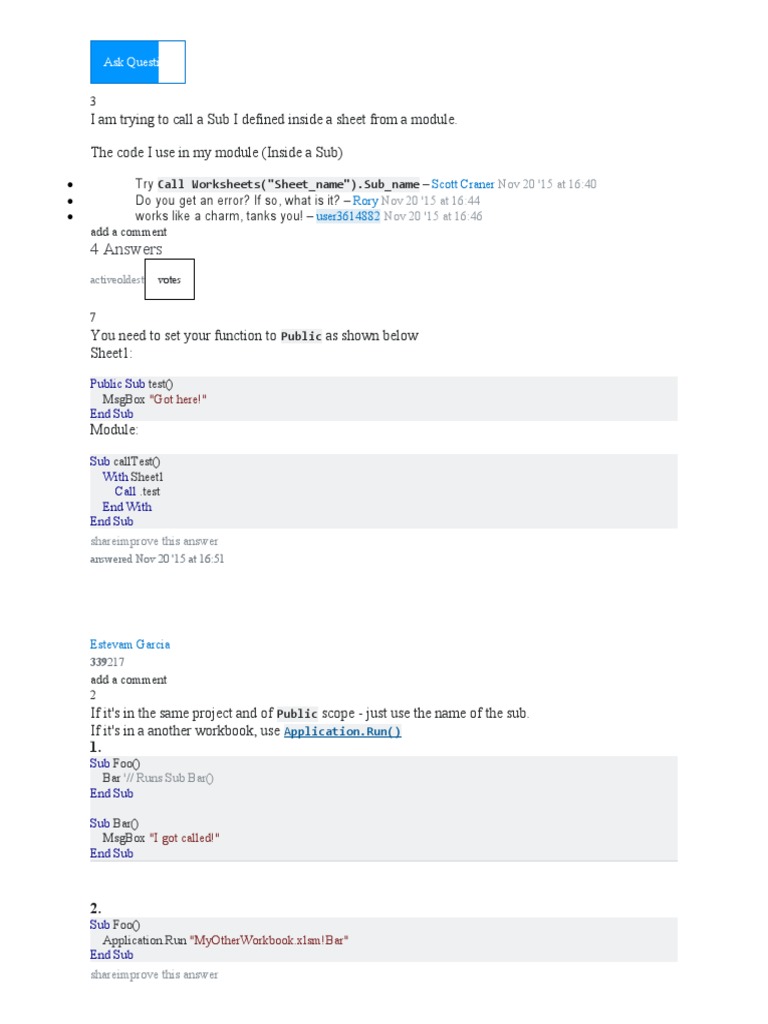 Calling Macro From Workbook Pdf Microsoft Excel Software
