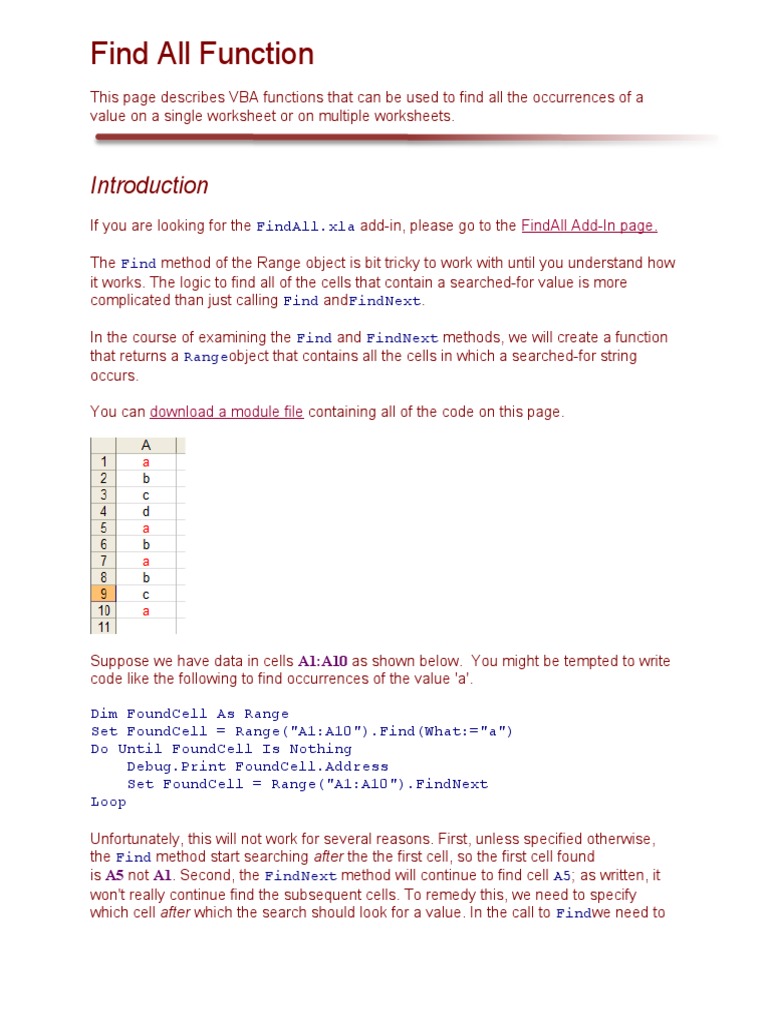 Find All Function | PDF | Control Flow | Parameter (Computer Programming)