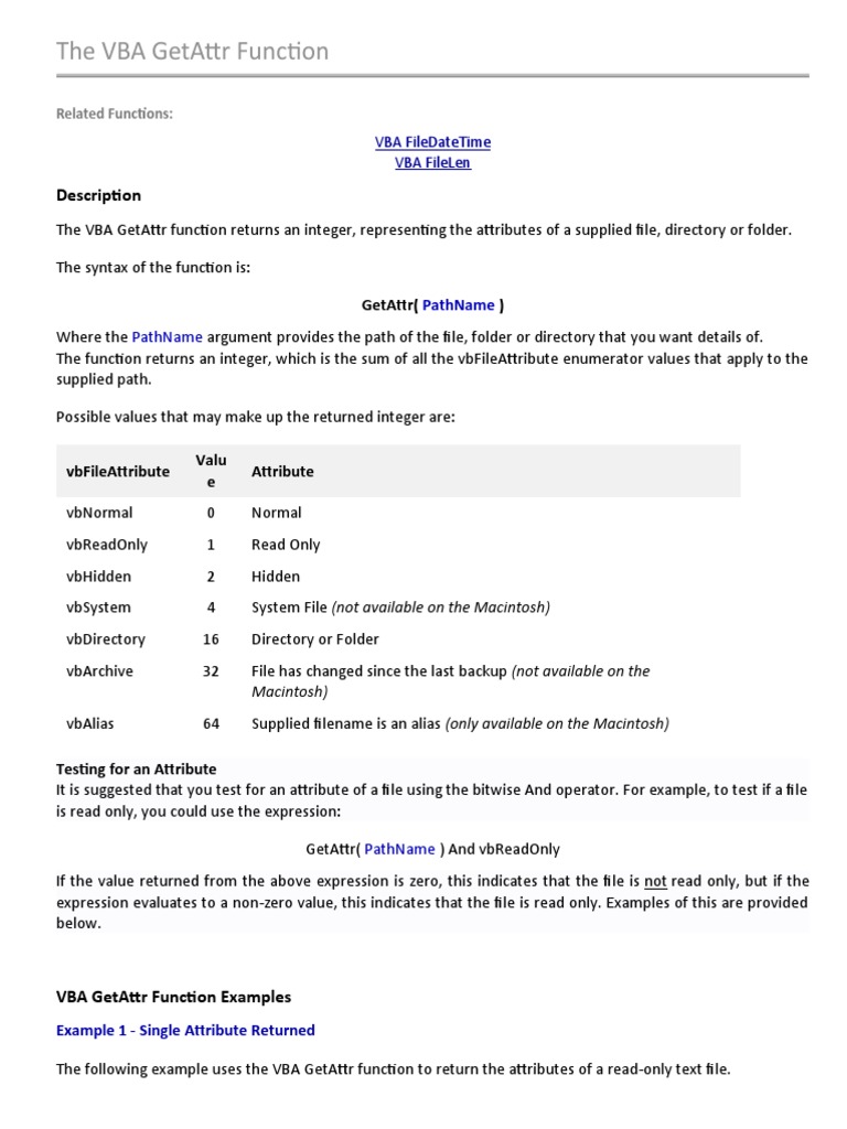 The Vba Getattr Function Pdf Computer File Software Development