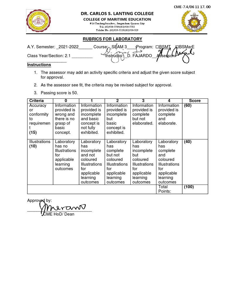 Rubrics For Laboratory | PDF | Cognition | Pedagogy