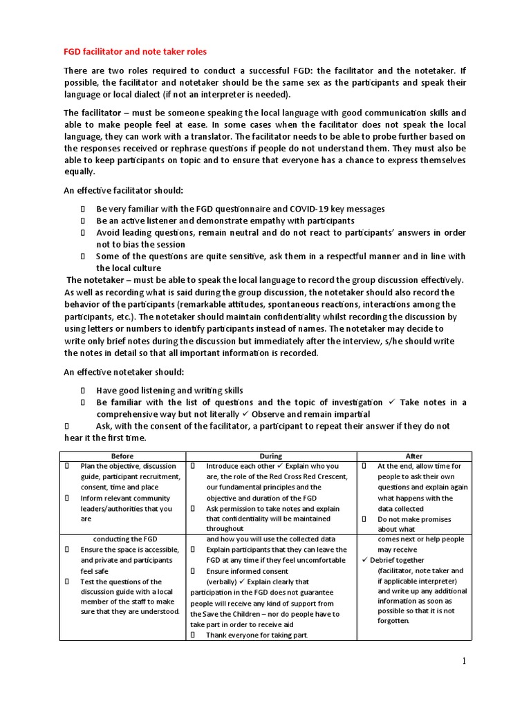 Focus Group Discussion Guide For Communities | PDF | Focus Group | Consent
