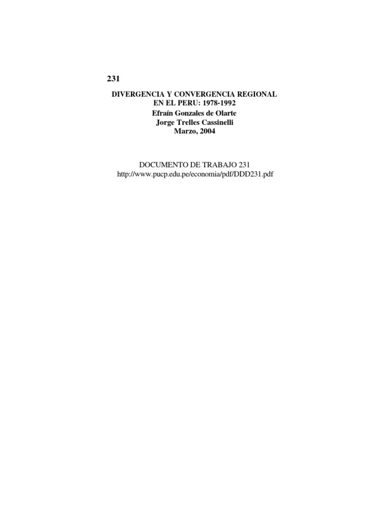 Divergencia y Convergencia Regional Olarte Trelles | PDF | Crecimiento económico | Economias