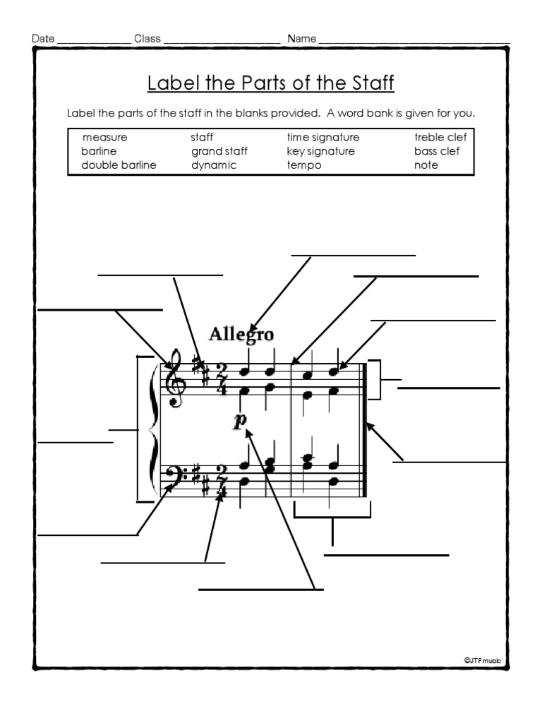 Label The Parts of The Staff: ©jtpmusic | PDF