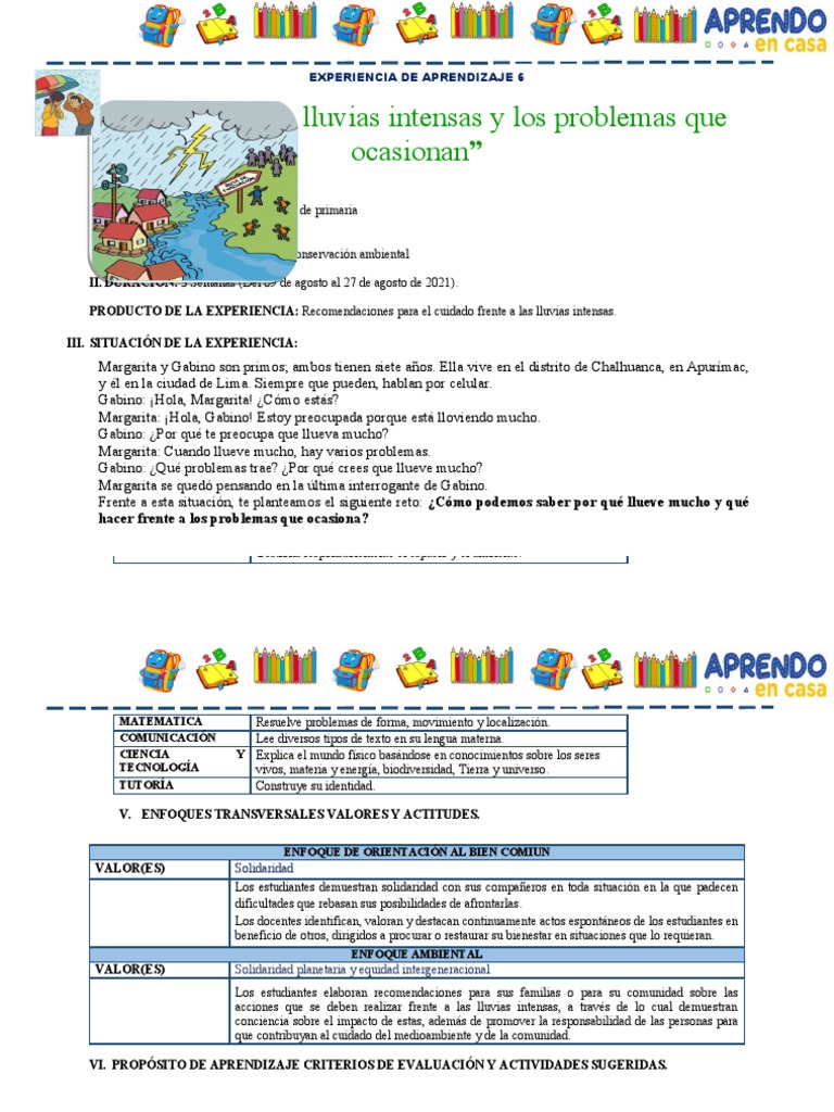 Lluvias: Cuidado y Prevención | PDF | Evaluación | Aprendizaje