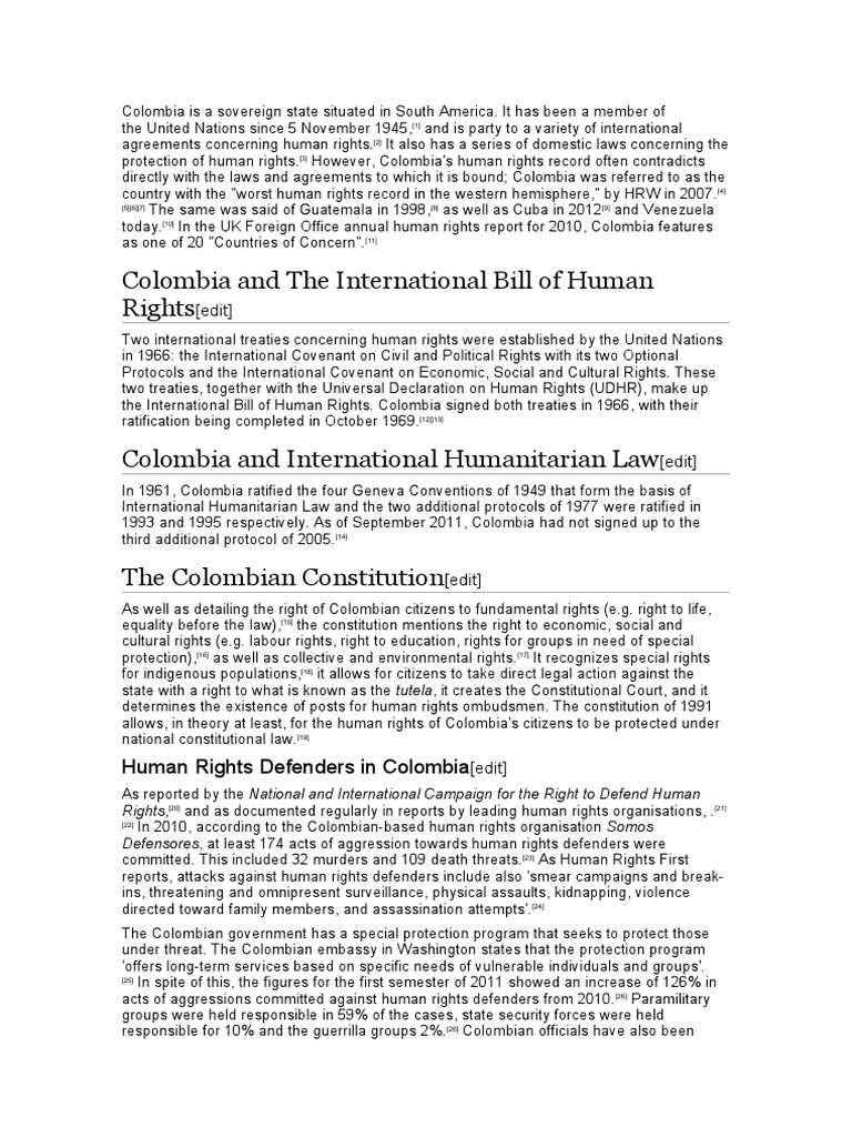 Human Rights in Colombia | PDF | Ethical Principles | Government And ...
