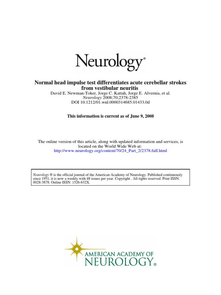HIT (Evaluación Vestibular) | PDF | Vertigo | Stroke