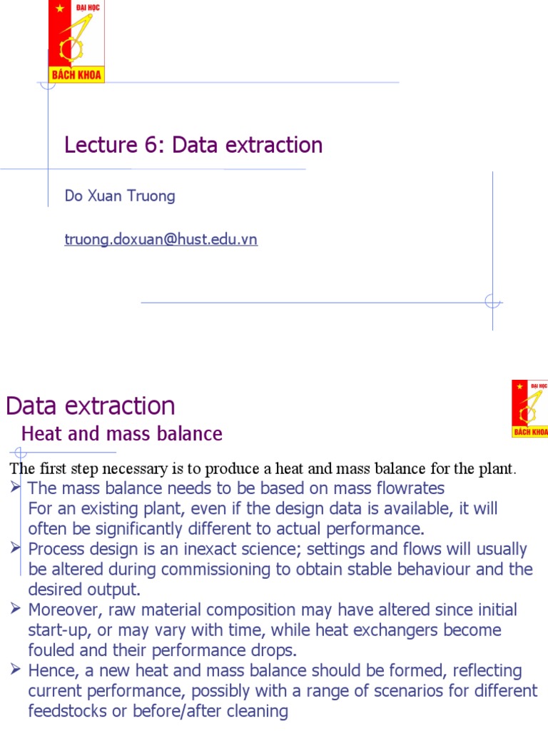 Lecture 6: Data Extraction: Do Xuan Truong Truong - Doxuan@hust - Edu.vn | PDF | Heat | Heat ...