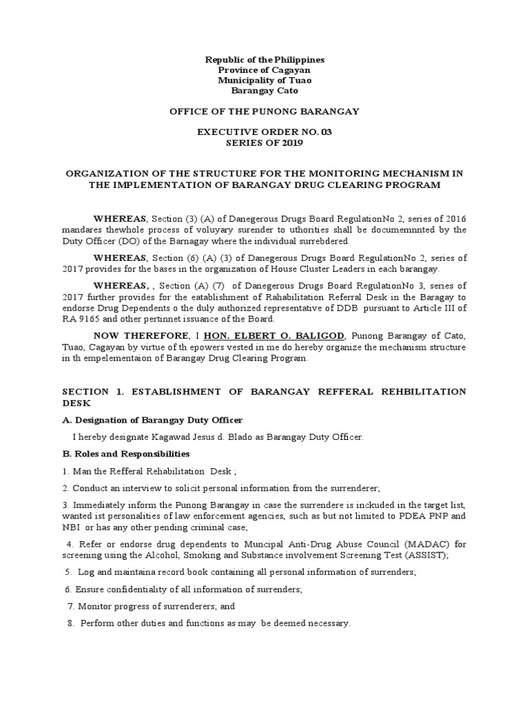 Barangay Drug Clearing Program Structure | PDF | Government | Justice