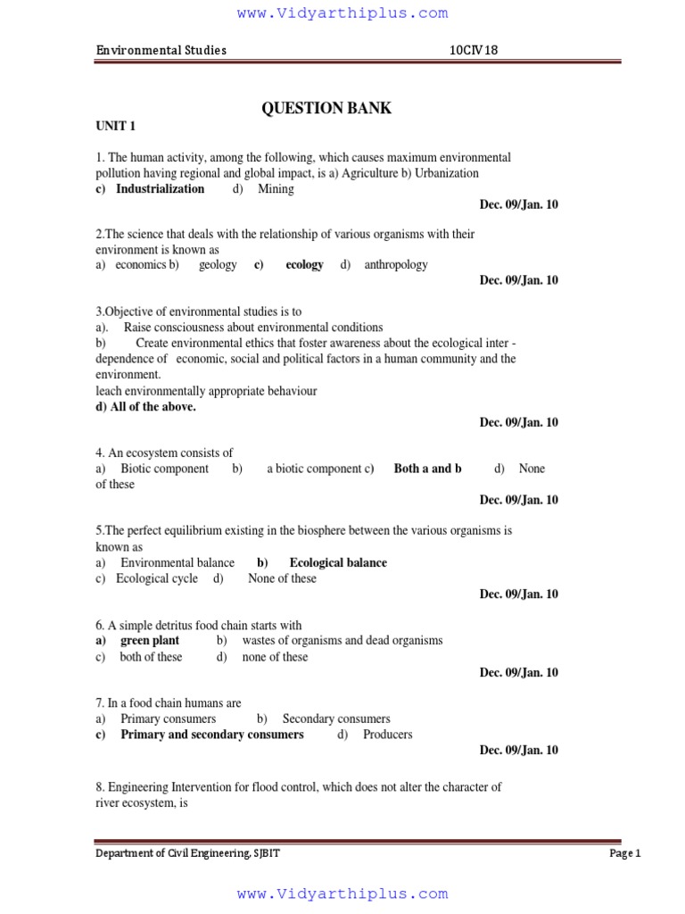 Evs MCQ | PDF | Climate Change | Ecosystem