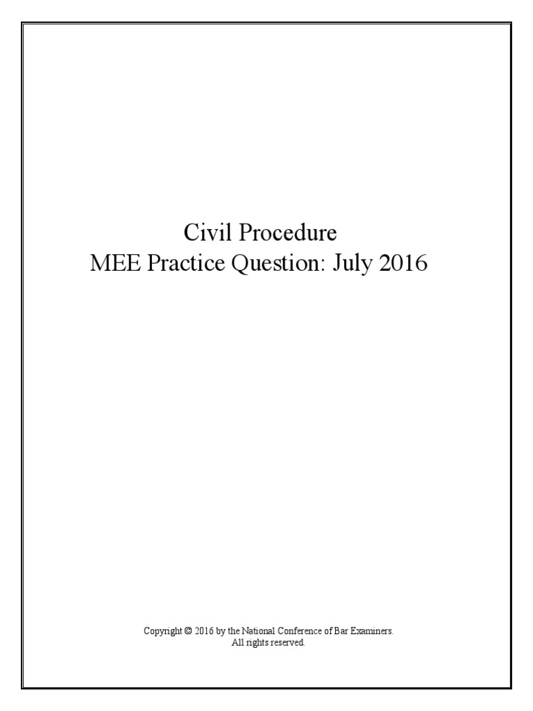 CIV-MEE Practice Questions-Full Download | PDF | Diversity Jurisdiction ...