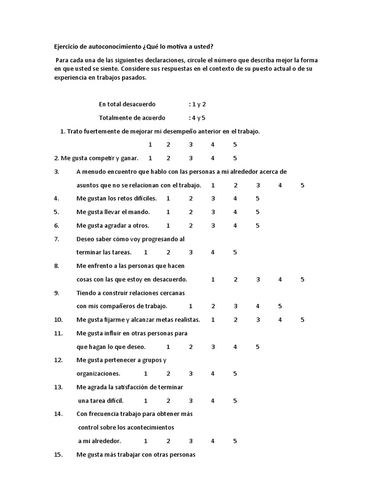 Ejercicio de Autoconocimiento | PDF