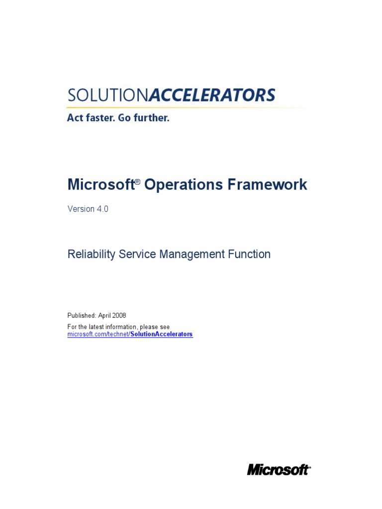 Microsoft Operations Framework Reliability Service Management Function Pdf Reliability