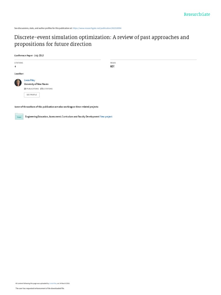 Discrete Event Simulation Optimization | PDF | Mathematical Optimization | Metaheuristic