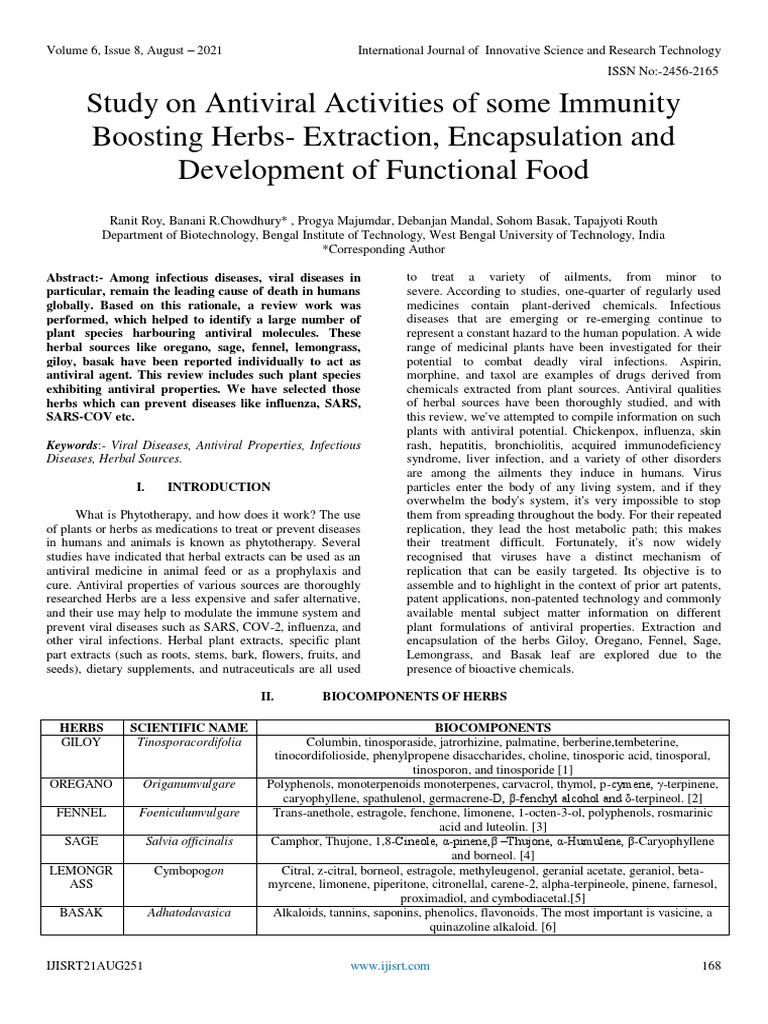 Study On Antiviral Activities of Some Immunity Boosting Herbs ...