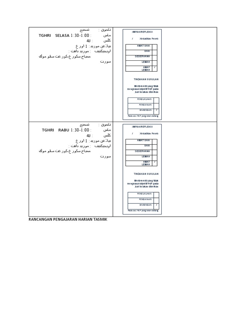 Tasmik Tahun 4 | PDF