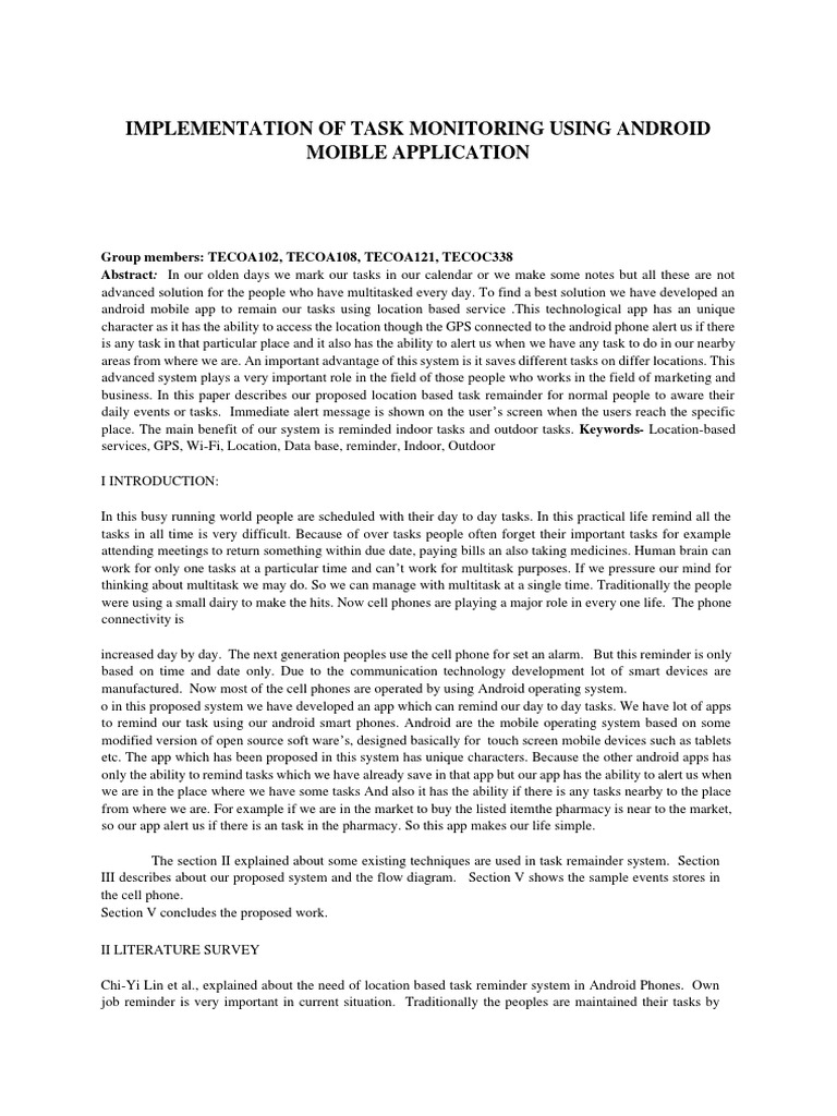 Implementation of Task Monitoring Using Android Moible Application ...