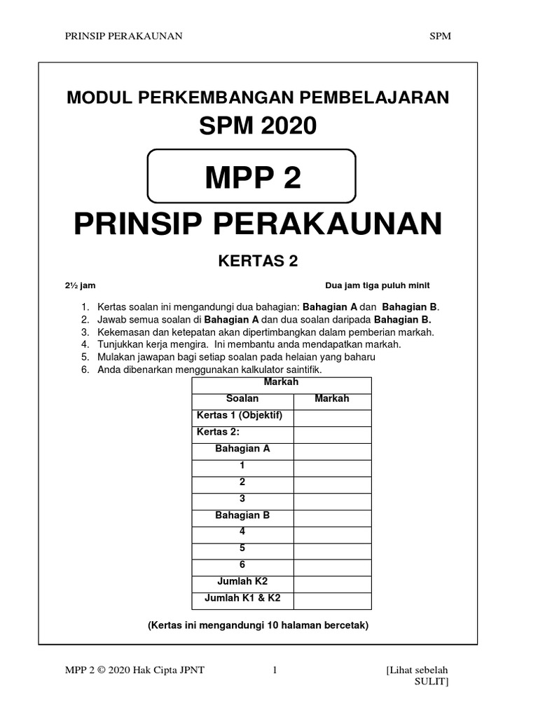 Kertas 2 Pep Pertengahan Tahun MPP2 Terengganu 2020 - Soalan | PDF