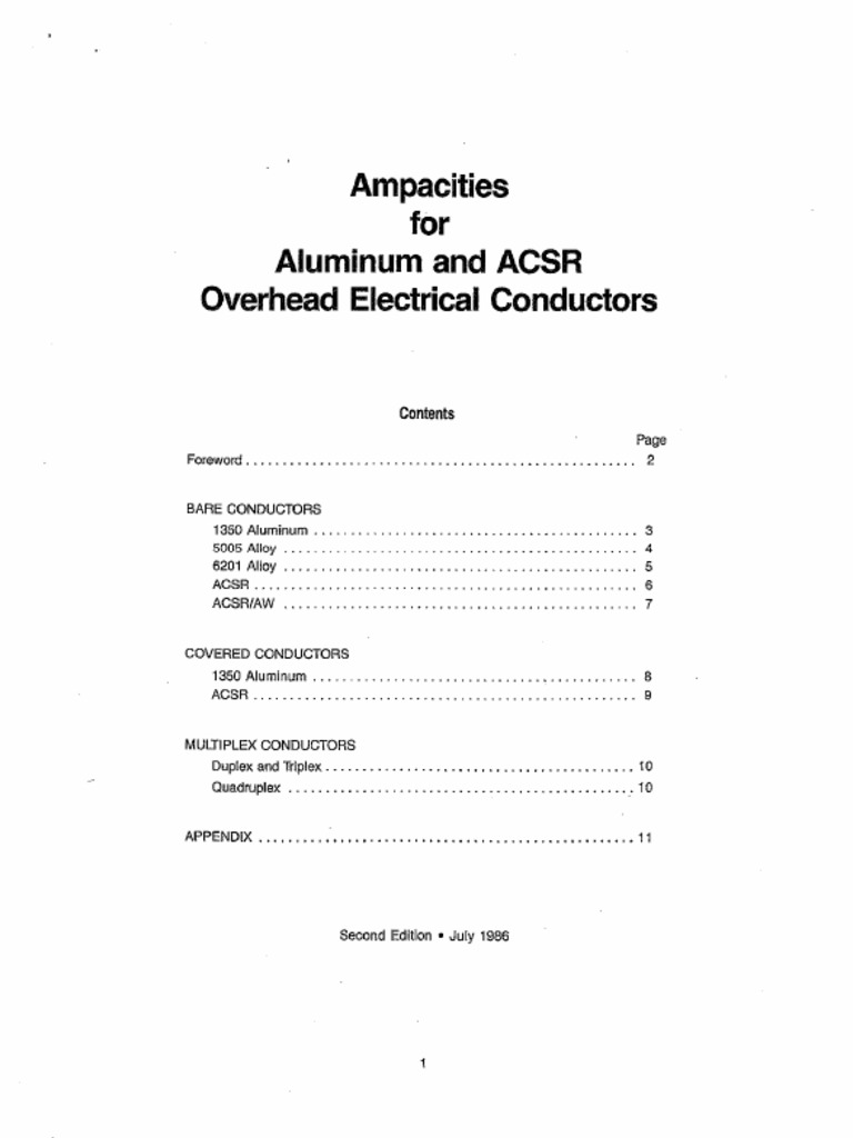 ACSR Ampacity for Overhead Conductors | PDF | Electrical Resistivity ...