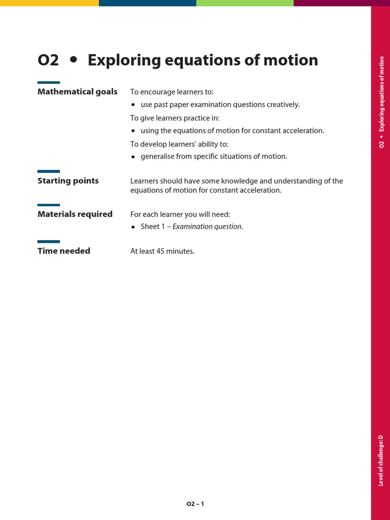 Exploring Equations of Motion | PDF | Learning | Equations Of Motion