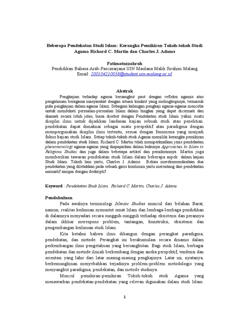 Artikel Pendekatan Studi Islam | PDF