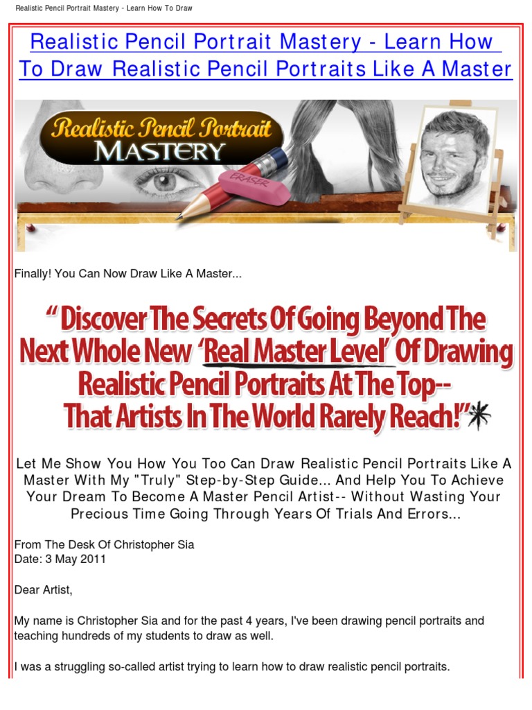 Realistic Pencil Portrait Mastery - Trainer | Download Free PDF | Drawing