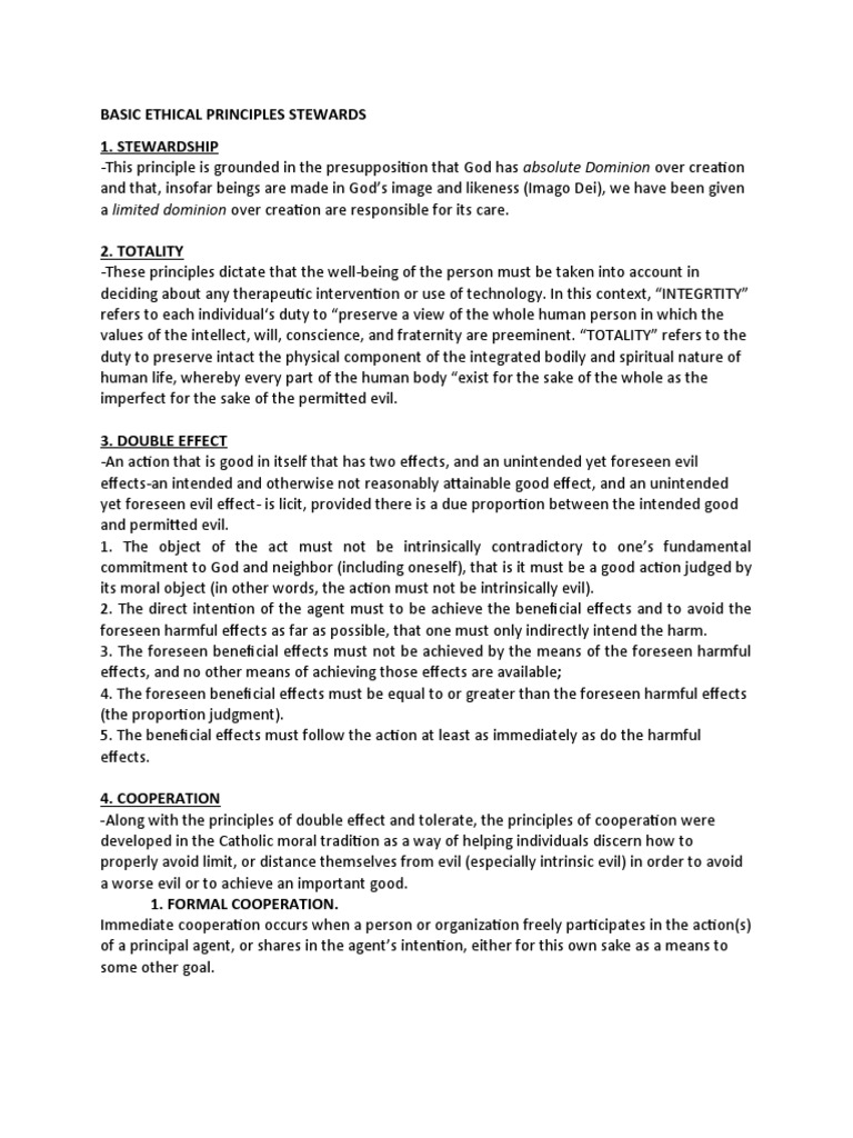 Basic Ethical Principles Stewards 1. Stewardship | PDF | Informed ...