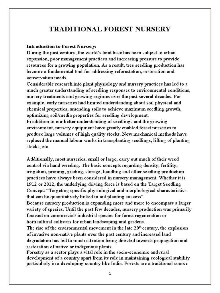 Traditional Forest Nursery Report | PDF | Plant Nursery | Sowing