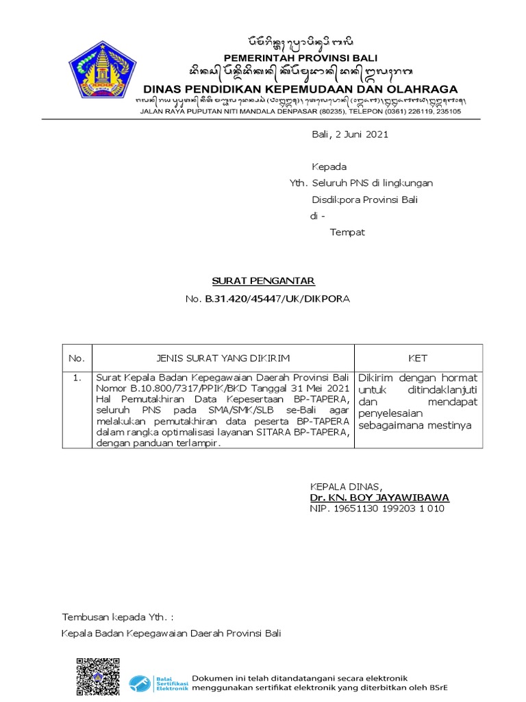 Surat BP Tapera | PDF