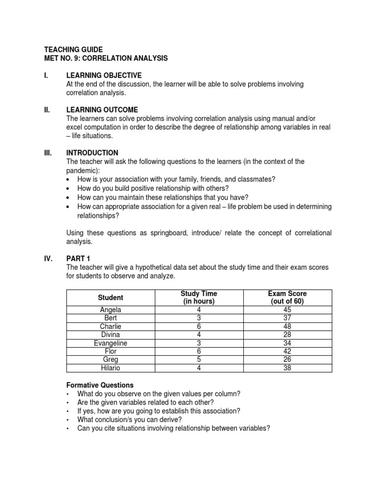 Correlation Analysis Teaching Guide | PDF | Correlation And Dependence ...