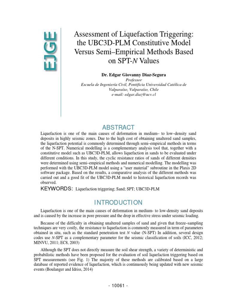 Assessment of Liquefaction Triggering: The UBC3D-PLM Constitutive Model Versus Semi-Empirical ...