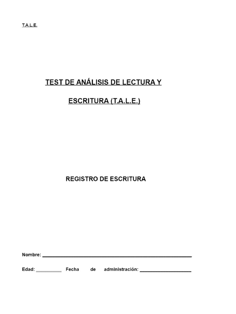 Protocolo de Registro Test Tale - PDF | PDF