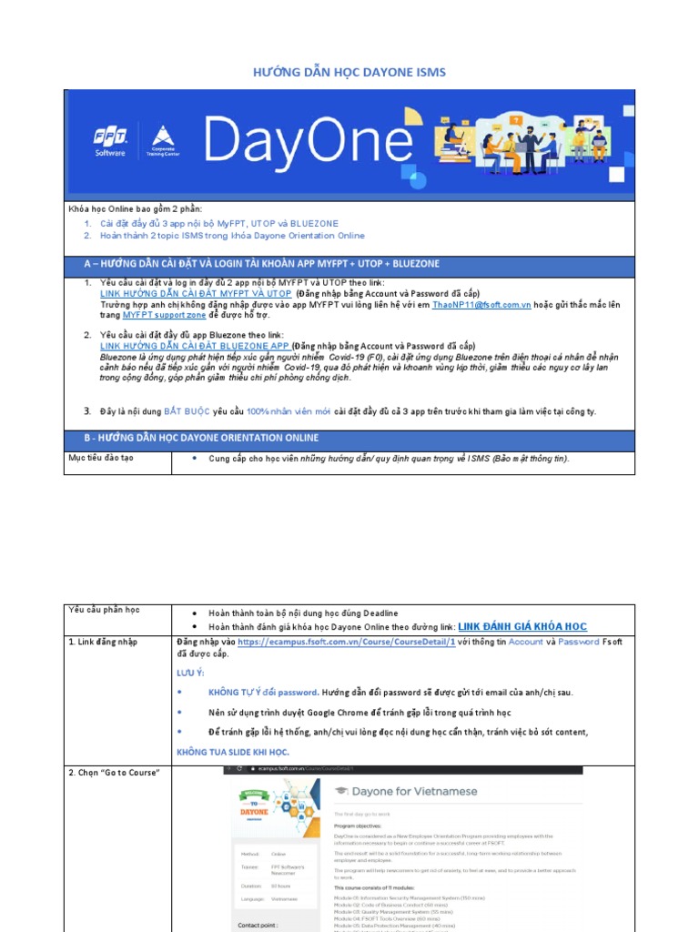 Template Hướng Dẫn Học Dayone ISMS | PDF