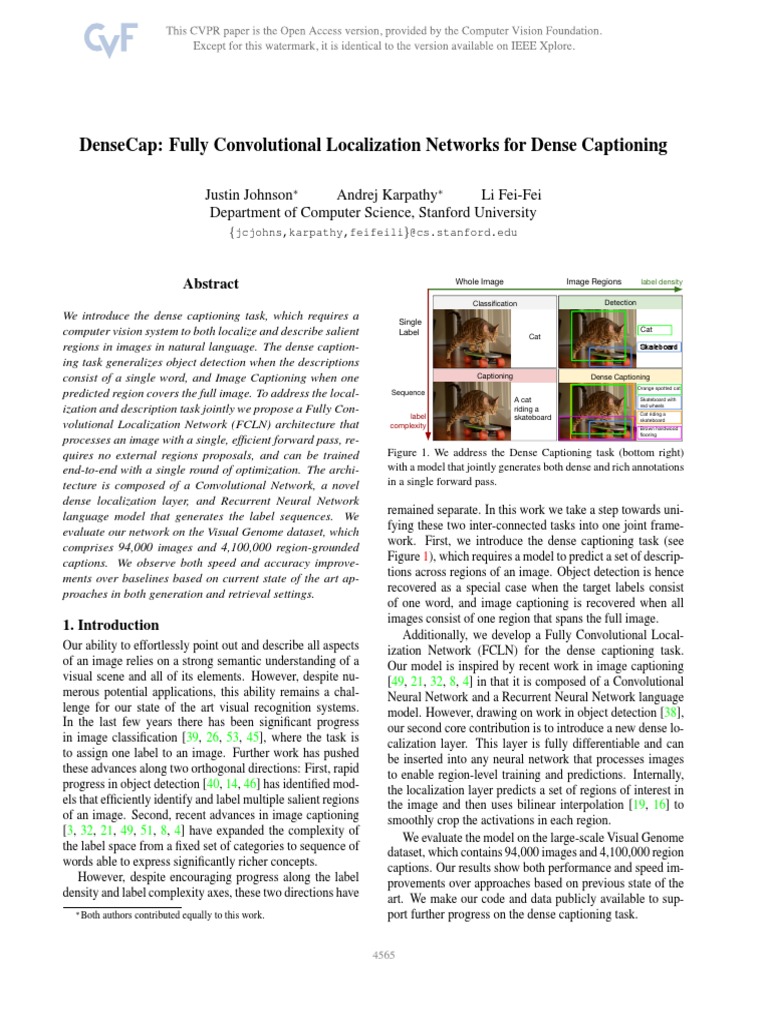 Densecap Fully Convolutional Localization Networks For Dense Captioning Pdf Artificial