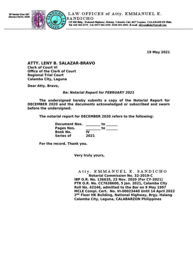 Notarial Report - 114 | PDF