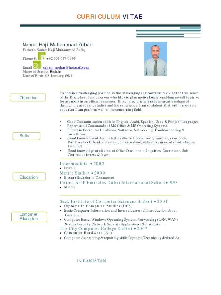 Zubair CV | PDF | Computer Network | Operating System