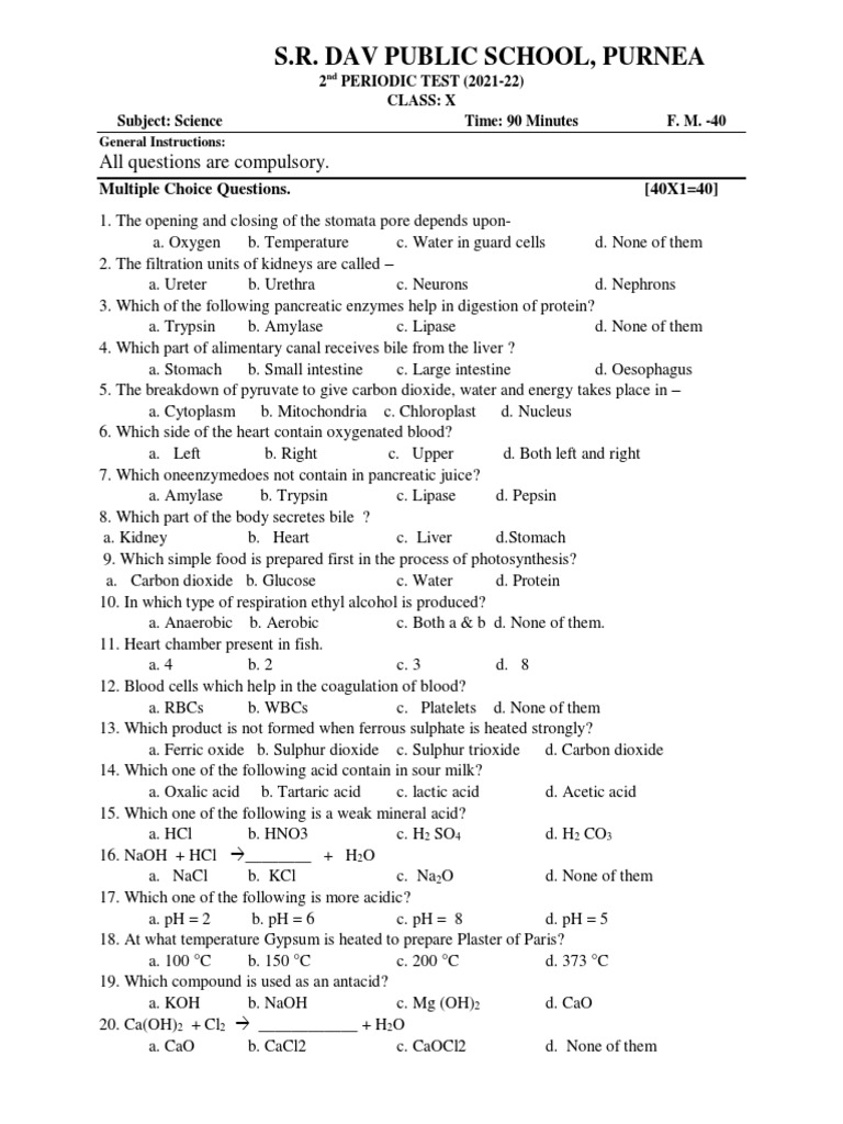 S.R. Dav Public School, Purnea: All Questions Are Compulsory | Download ...