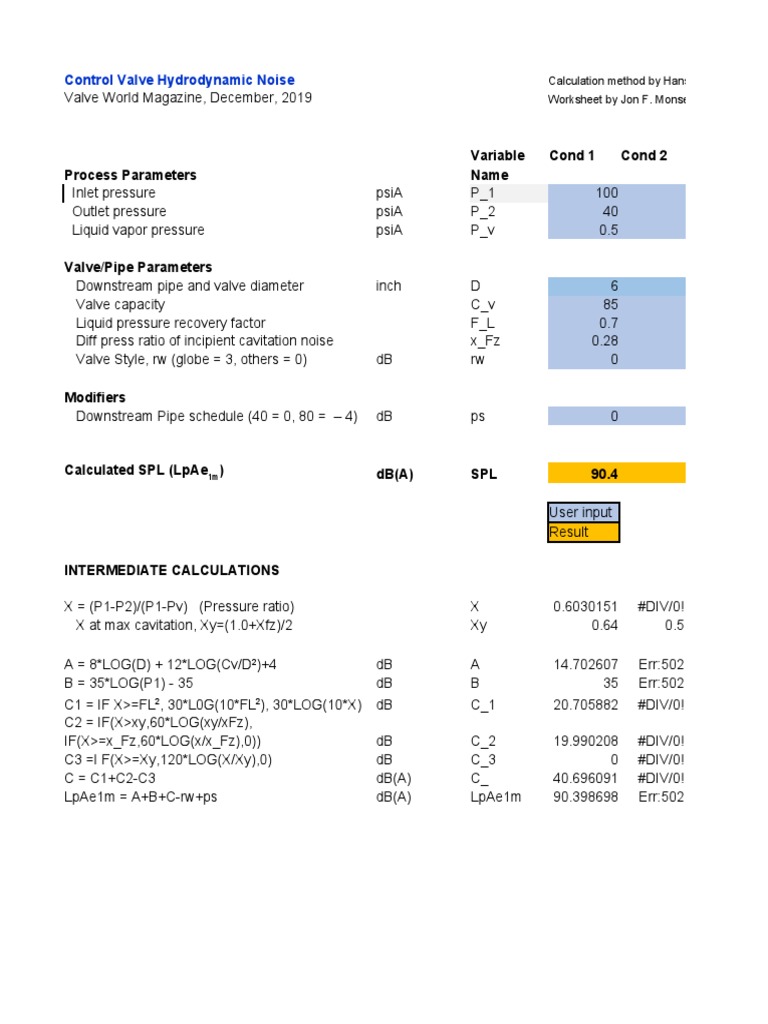 Control Valve Noise Prediction Method | PDF | Valve | Gas Technologies