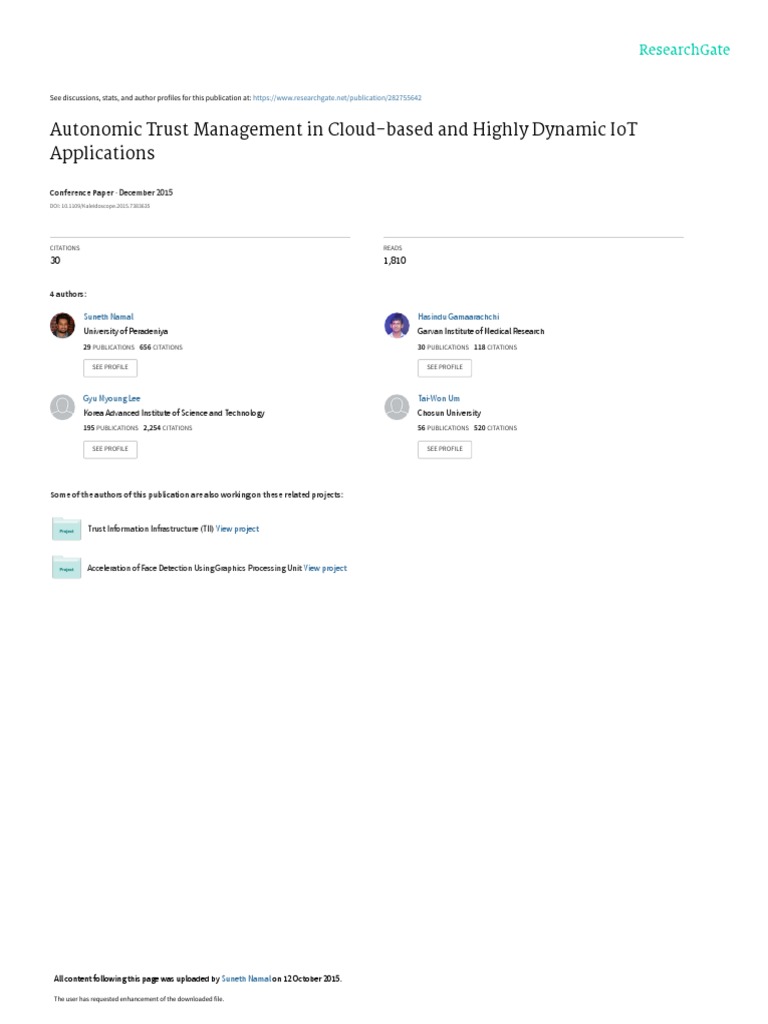 Autonomic Trust Management in Cloud-Based and Highly Dynamic Iot ...