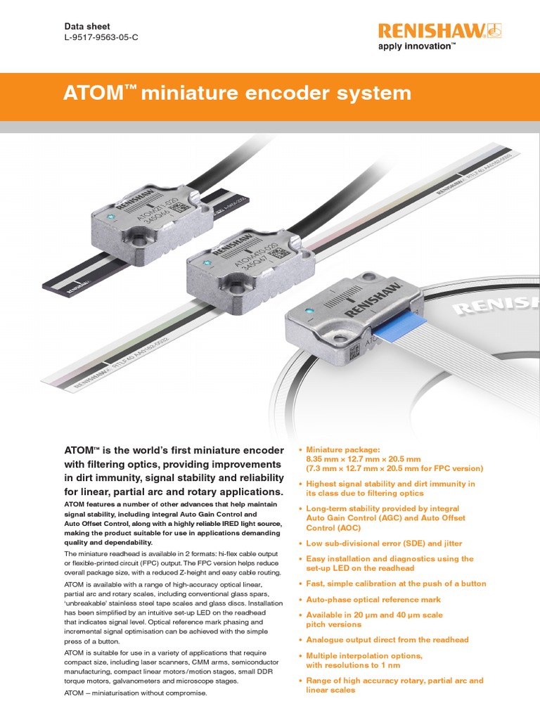 Atom Miniature Encoder System: Data Sheet | PDF | Data Compression | Optics