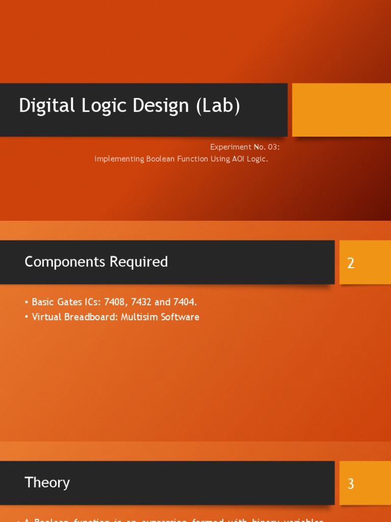 Digital Logic Design (Lab) : Experiment No. 03: Implementing Boolean Function Using AOI Logic | PDF