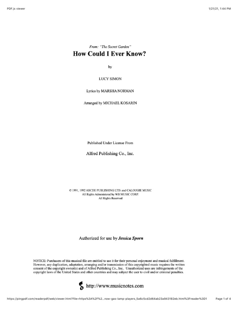 How Could I Ever Know - Secret Garden PDF | PDF