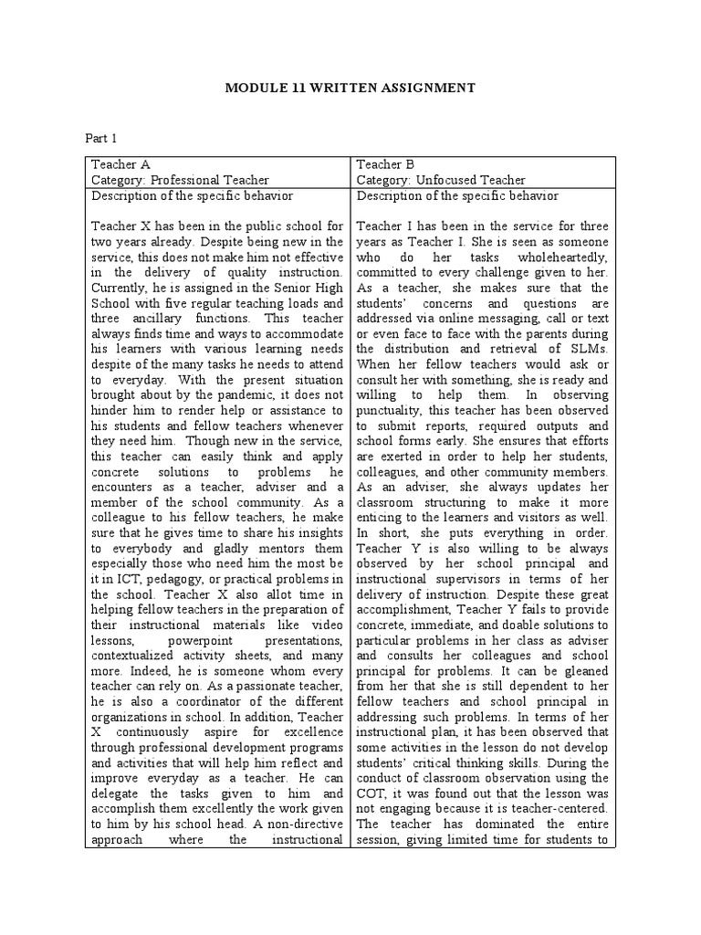 Module 11 Written Assignment - Claros With Pic | PDF | Mentorship | Teachers