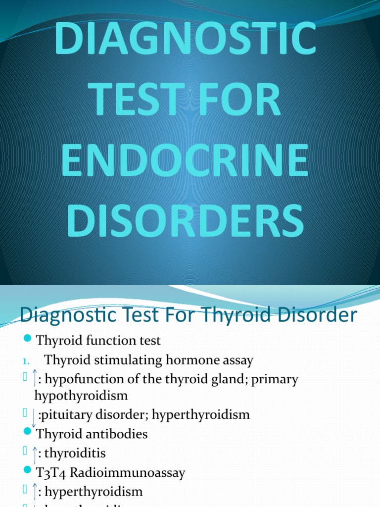 Diagnostic Test For Endocrine Disorders | PDF | Thyroid Disease ...