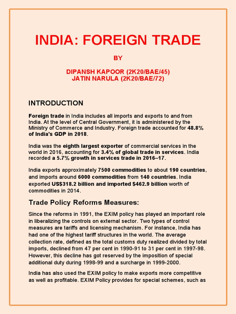 India Foreign Trade | PDF | Tariff | Exports