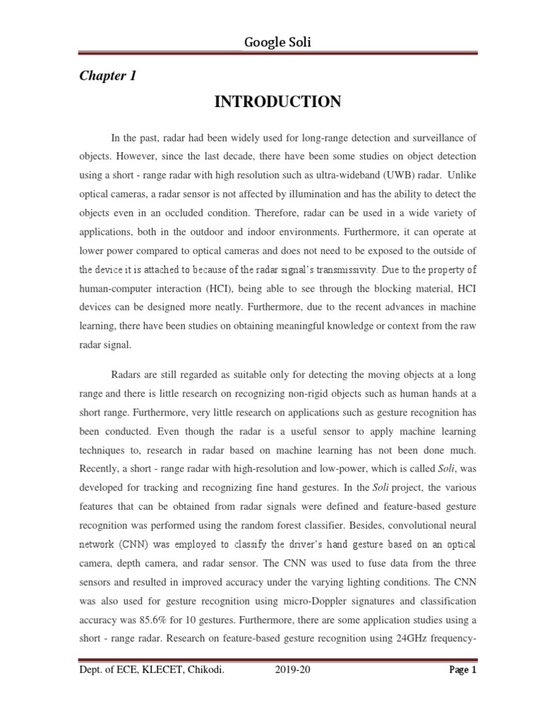 Google Soli: 2019-20 Dept. of ECE, KLECET, Chikodi | Download Free PDF ...